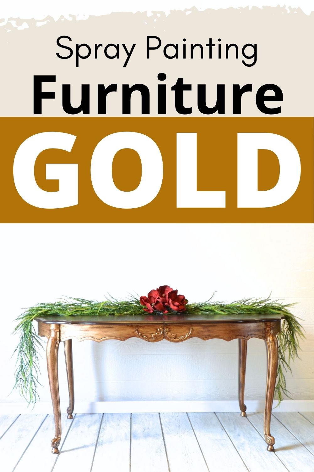 Spray Painting Furniture Gold: Dining Table Makeover