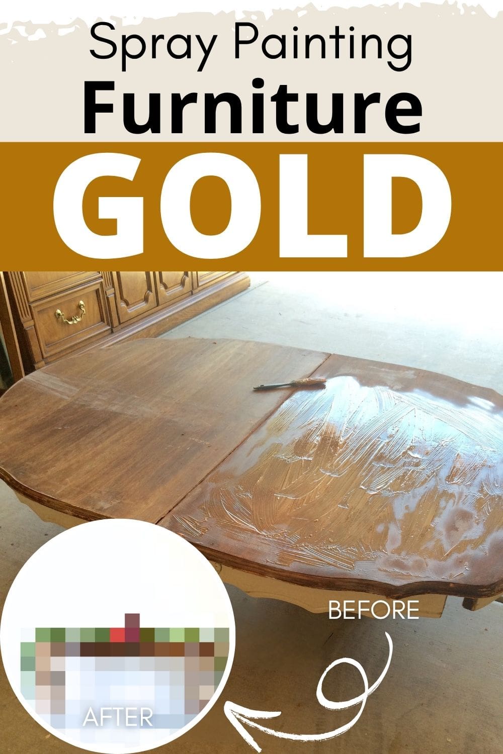 Spray Painting Furniture Gold: Dining Table Makeover
