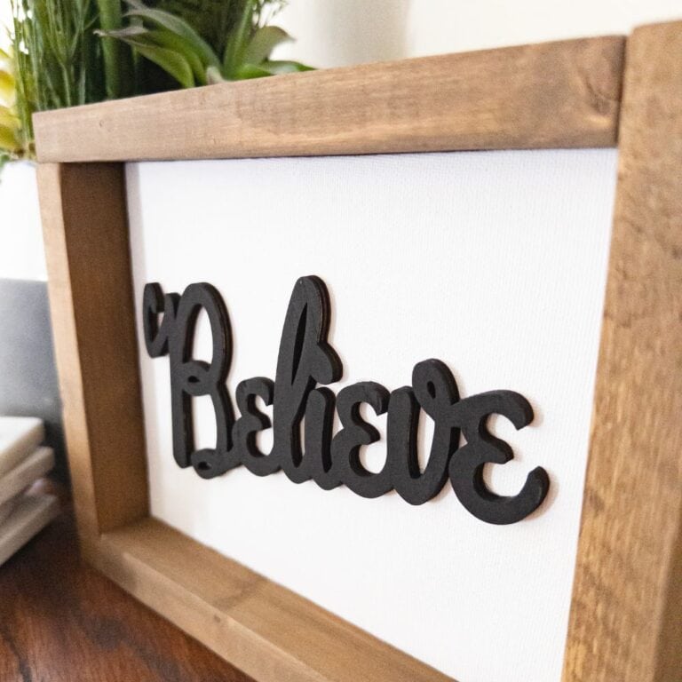 DIY Believe Sign from Dollar Tree