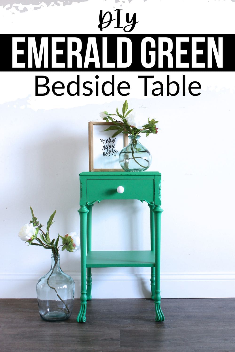 DIY Emerald Green Bedside Table