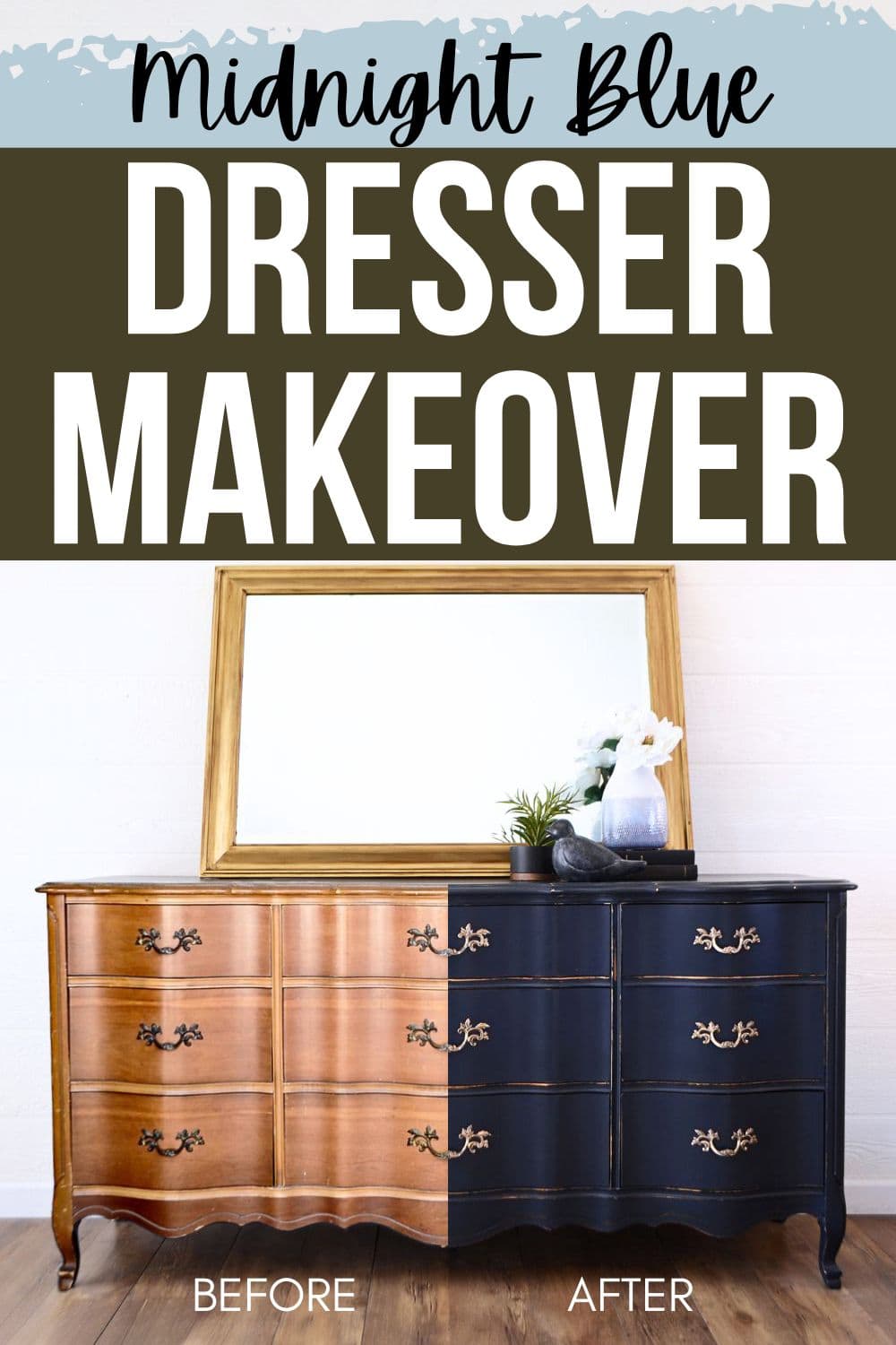 Midnight Blue Dresser Makeover