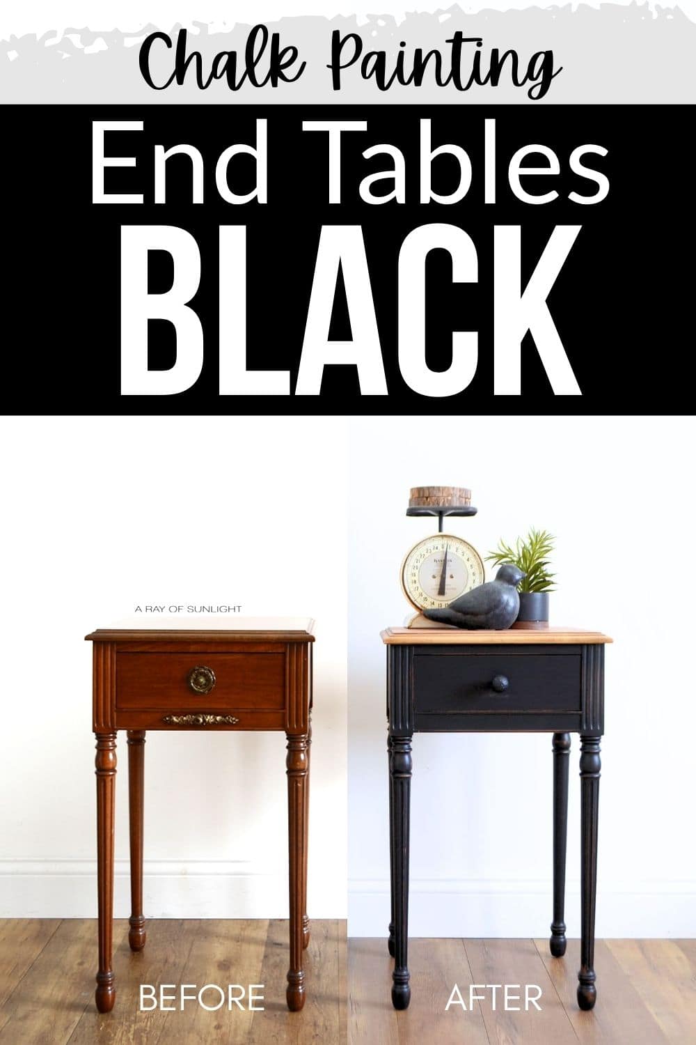 Chalk Painting End Tables Black