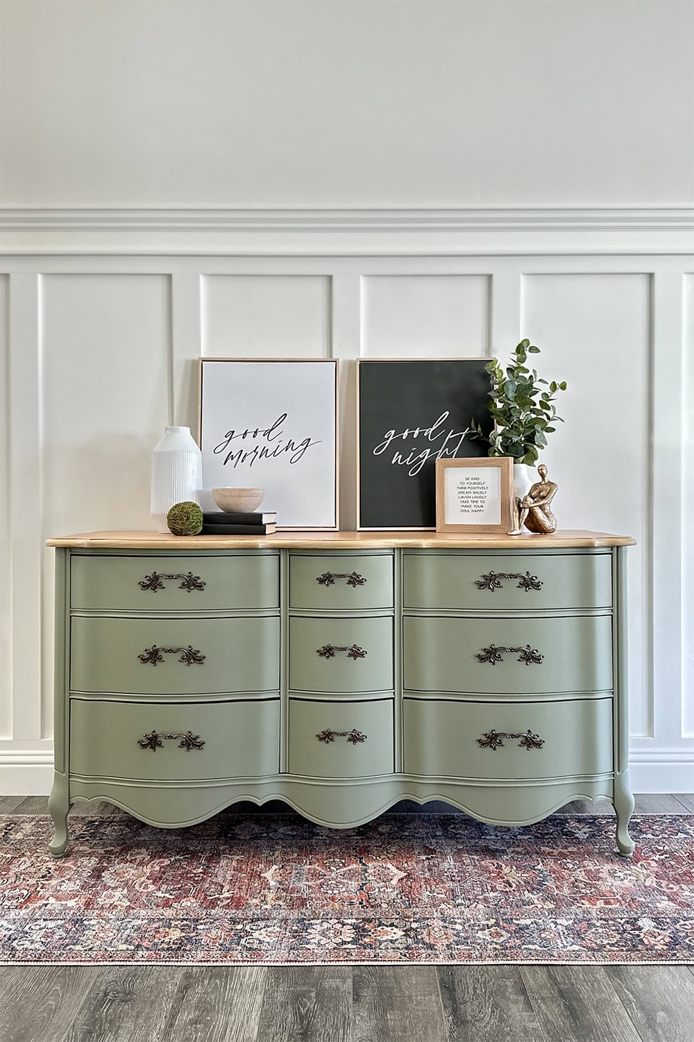 Painting a Wooden Dresser with Two Tone Finish