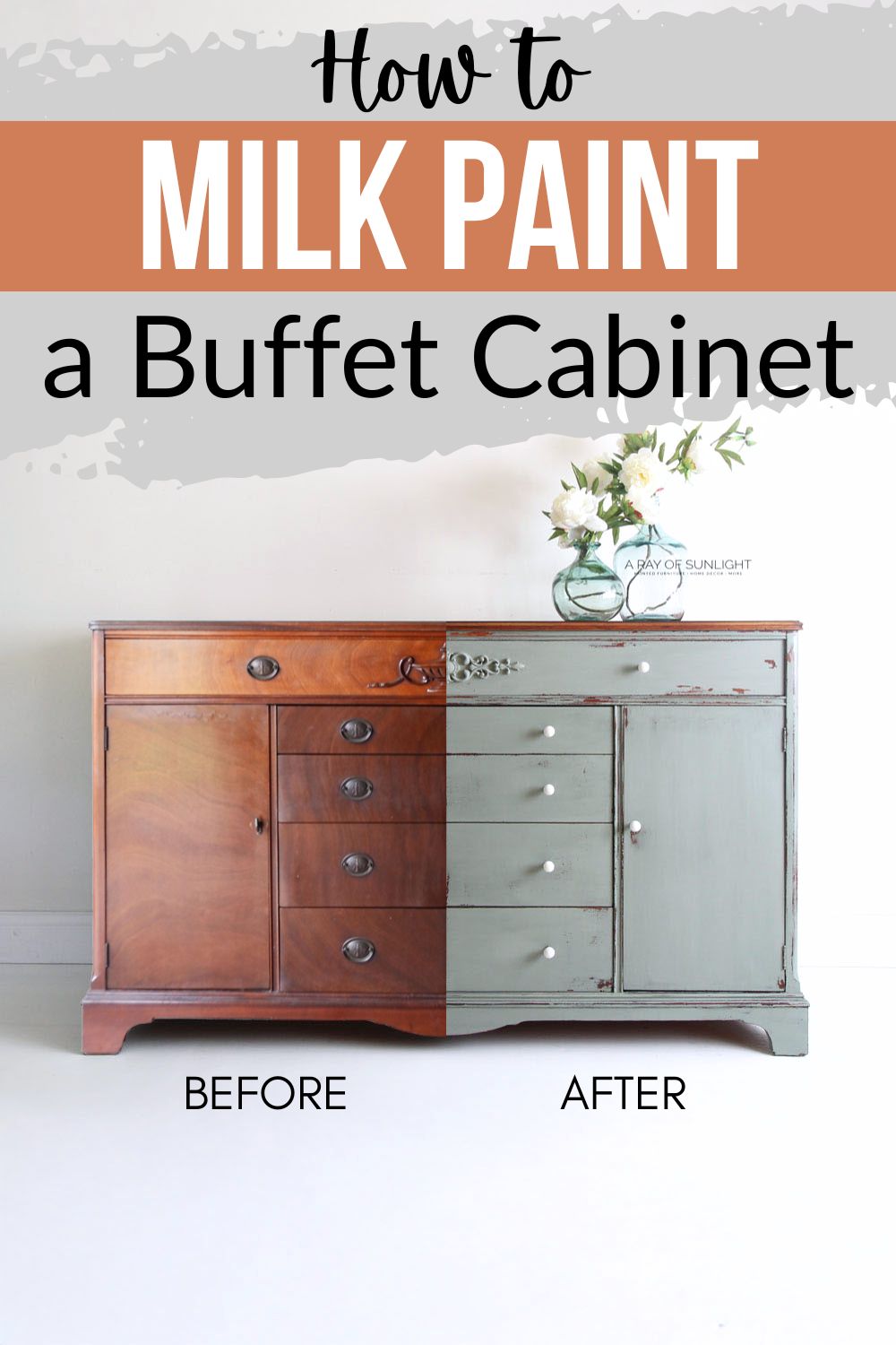 How To Milk Paint A Buffet Cabinet